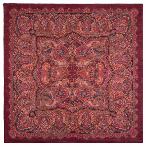 Платок Павловопосадская платочная мануфактура,115х115 см, красный, бордовый