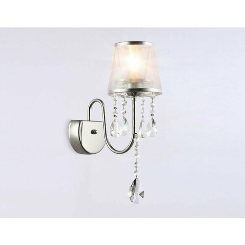 Настенный светильник с абажуром и хрусталем E14 max 40W 460*140*250, хром/серебро