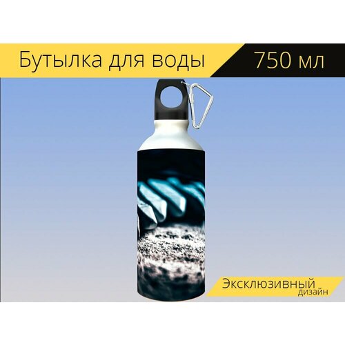 Бутылка фляга для воды "Карандаш, изобразительное искусство, рисование" 750 мл. с карабином и принтом