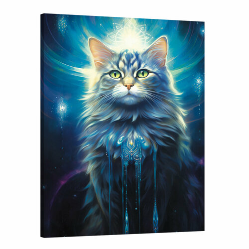 Интерьерная картина 50х70 "Кот и его магия"