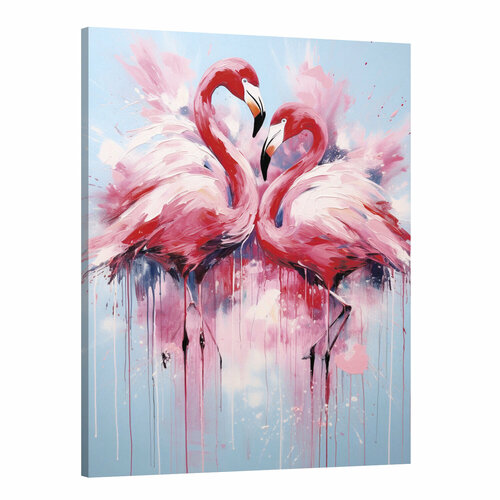 Интерьерная картина 50х70 "Розовое великолепие фламинго"
