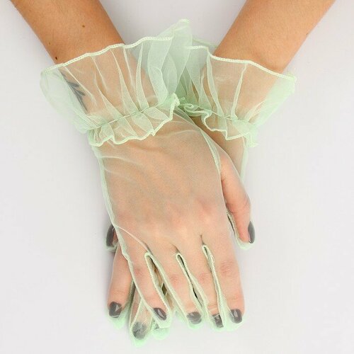 Карнавальный аксессуар - перчатки прозрачные с юбочкой, цвет зеленый, "Страна Карнавалия"
