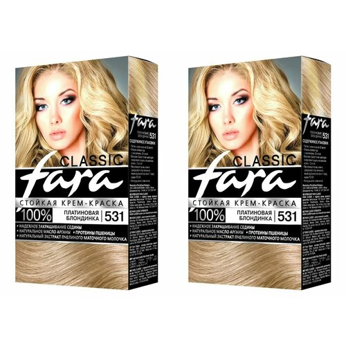 Fara Стойкая крем-краска для волос 531 платиновая блондинка, 115 мл, 2 шт