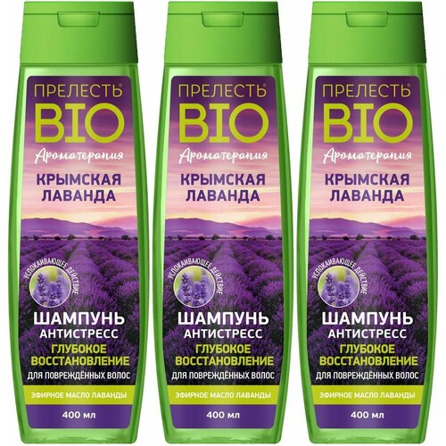 Прелесть Bio шампунь-антистресс Крымская лаванда 400мл , 3уп.