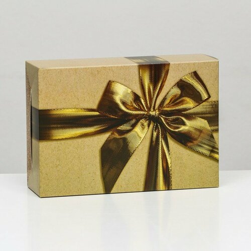 Коробка складная "Подарочек" с золотым бантом, 16 х 23 х 7,5 см