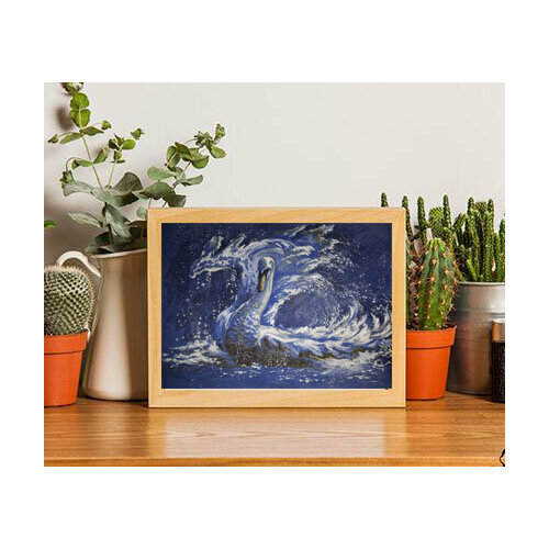 Картина акварелью Авторская живопись "Лебедь" 20х28 см художник Притула Оксана птица лебедь крылья