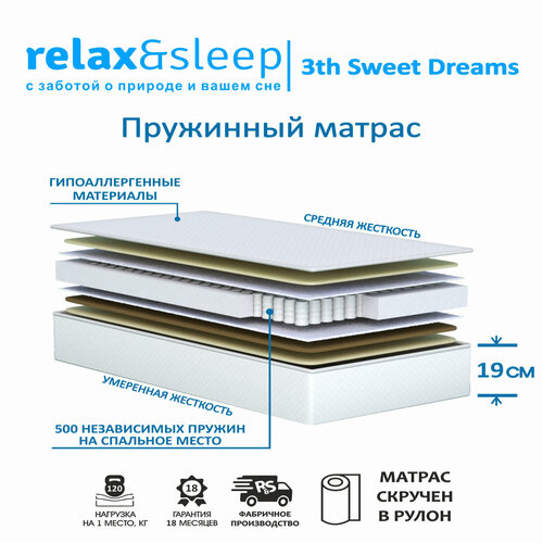 Матрас Relax&Sleep ортопедический, независимые пружины 3th Sweet Dreams (140 / 195)