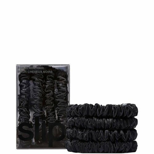 Slip Набор тонких резинок для волос из шелка Black