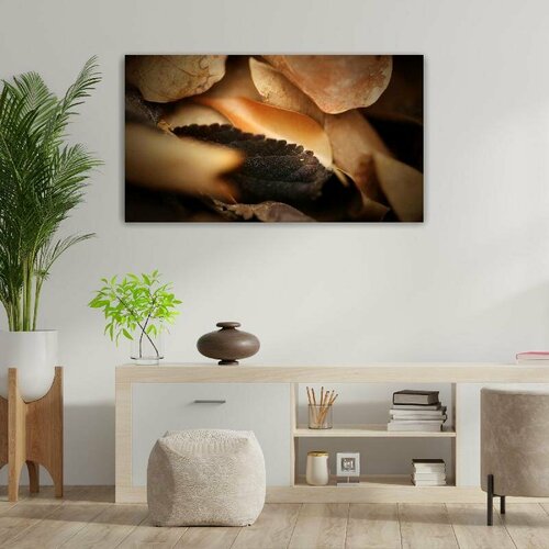 Картина на холсте 60x110 LinxOne "Макро, листва, сухая, микс" интерьерная для дома / на стену / на кухню / с подрамником