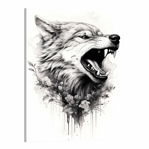 Интерьерная картина 50х70 "Волчья ярость"