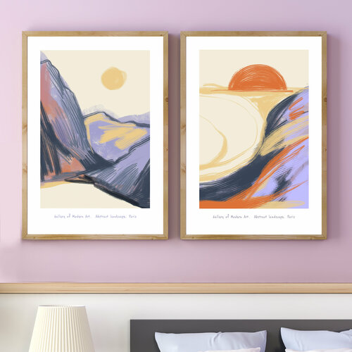 Набор постеров "Пейзаж - горы и солнце" в детскую, гостинную, в подарок