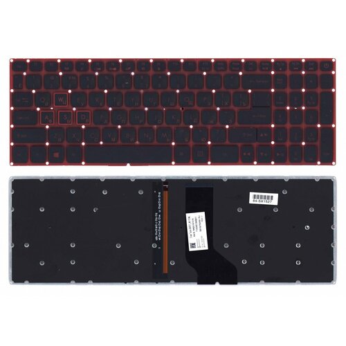 Клавиатура для Acer Aspire VN7-593G-75AG, Русская, черная с красной подсветкой