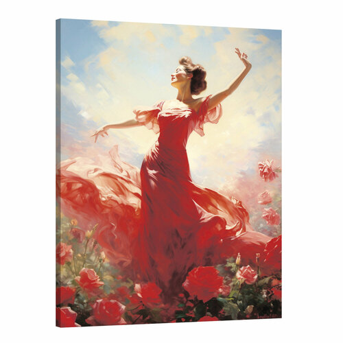 Интерьерная картина 50х70 "Розы в танце"