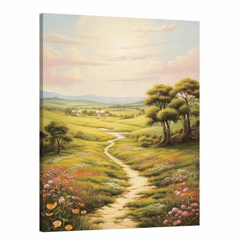 Интерьерная картина 50х70 "Пейзаж с сельской дорогой"