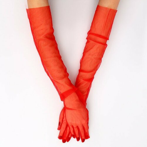 Карнавальный аксессуар- перчатки прозрачные, цвет красный, "Страна Карнавалия", материал полиэстер