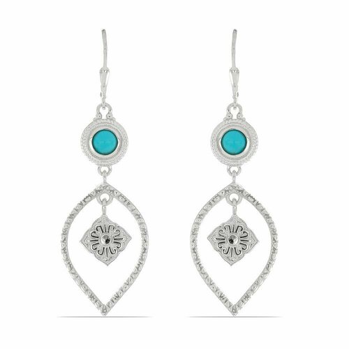 Серьги с подвесками серебро, 925 проба, бирюза, бирюзовый, серебряный
