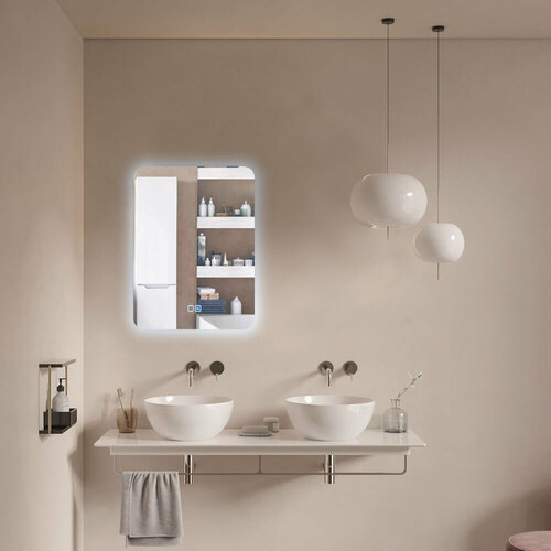 Зеркало для ванной Prisma 100*60 прямоугольное вертикальное c подогревом