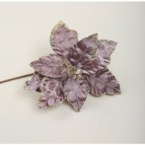Цветок искусственный декоративный новогодний, d 21 см, цвет фиолетовый