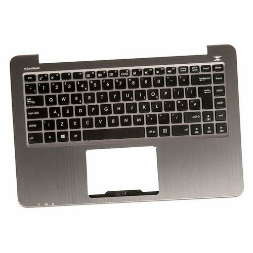 Клавиатура RocknParts для ноутбука Asus E403SA-3A с топкейсом светло-стальная панель черные кнопки UK раскладка