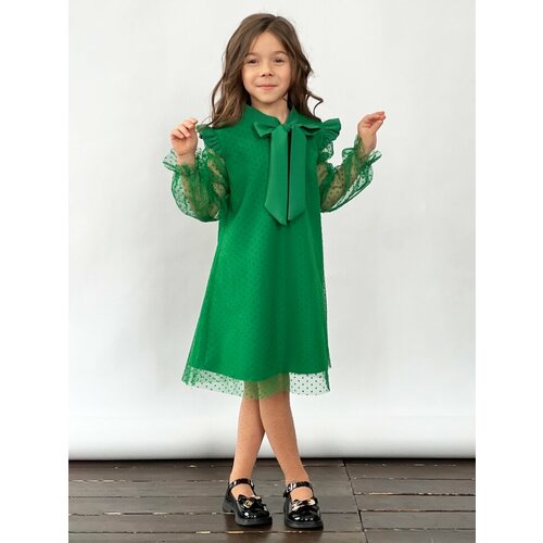 Платье Бушон, размер 134-140, зеленый