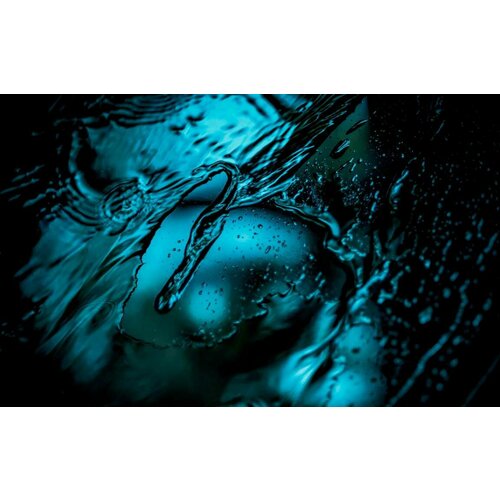 Картина на холсте 60x110 LinxOne "Вода, неон, поверхность, темный" интерьерная для дома / на стену / на кухню / с подрамником