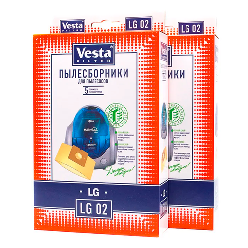 Пылесборники 2 упак (всего 10 шт) бумажные Vesta filter LG02