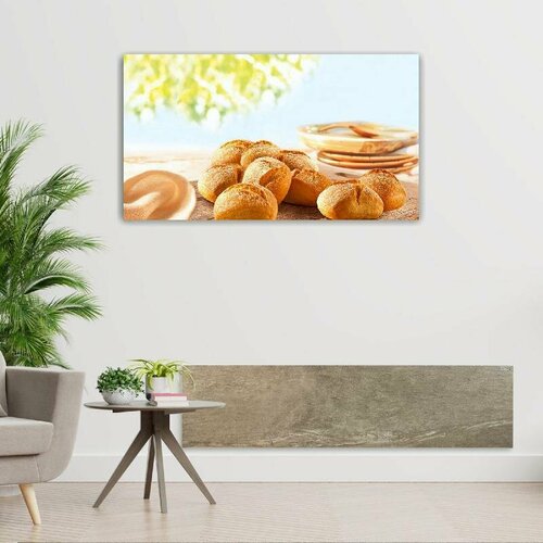 Картина на холсте 60x110 LinxOne "Хлеб выпечка еда салфетка" интерьерная для дома / на стену / на кухню / с подрамником