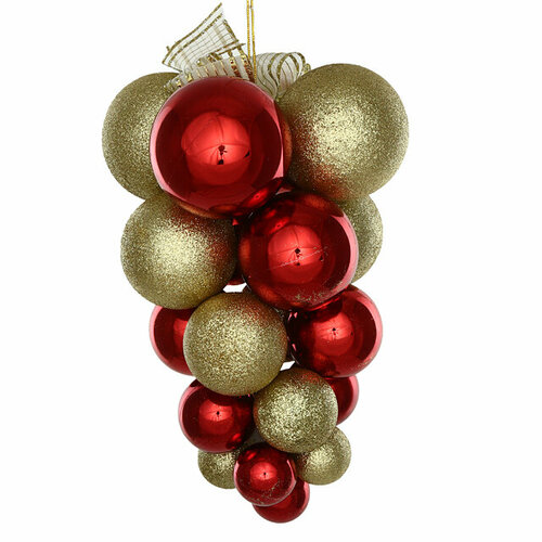 Winter Deco Гроздь из пластиковых шаров Almansora - Golden Rosso 30 см 3081125