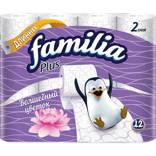 Туалетная бумага Familia Plus Волшебный цветок 12 рулонов 2 слоя 1шт