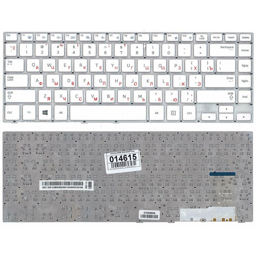 Клавиатура для ноутбука Samsumg BA59-03621A белая без рамки, плоский Enter