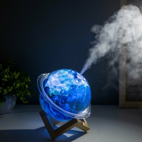 Увлажнитель воздуха 3D ночник Планета Земля 3 в 1 / Аромадиффузор на деревянной подставке