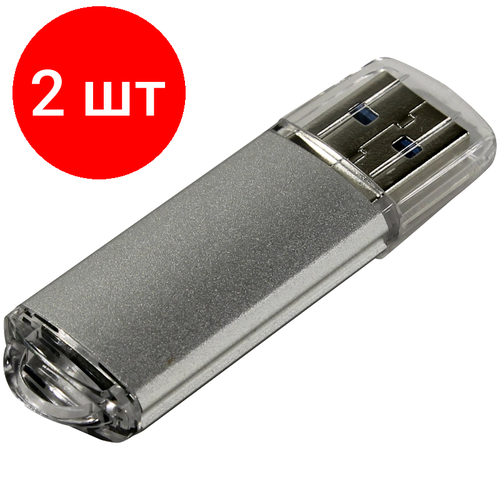 Комплект 2 шт, Память Smart Buy "V-Cut" 128GB, USB 3.0 Flash Drive, серебристый (металл. корпус )