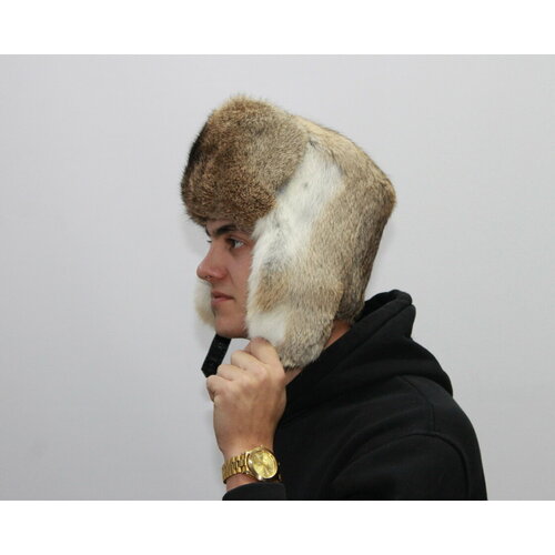 Шапка ушанка  Меховая шапка - ушанка, размер 58, бежевый