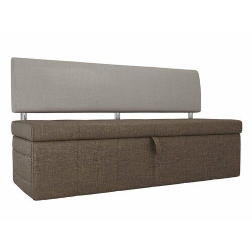 Кухонный прямой диван-кровать Стоун, Рогожка коричневая и бежевая