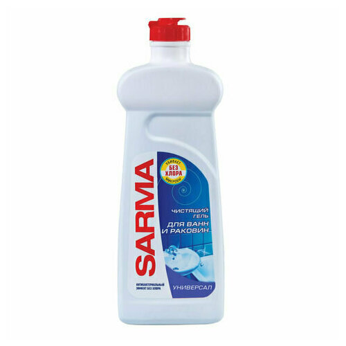 Универсальное чистящее средство Чистящее средство для ванн и раковин антибактериальное 500 мл SARMA "Свежесть", гель, без хлора, 80796 2 шт.