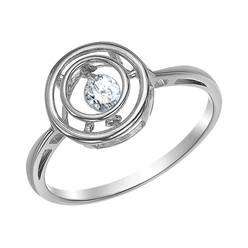 Перстень UVI, серебро, 925 проба, родирование, размер 19, серебряный, бесцветный