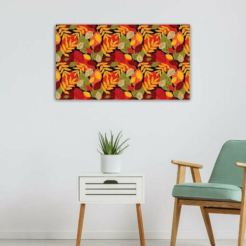 Картина на холсте 60x110 LinxOne "Листья Текстура осенние" интерьерная для дома / на стену / на кухню / с подрамником