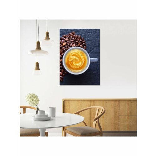Картина на холсте с подрамником Чашка кофе на тёмном фоне1 20х30