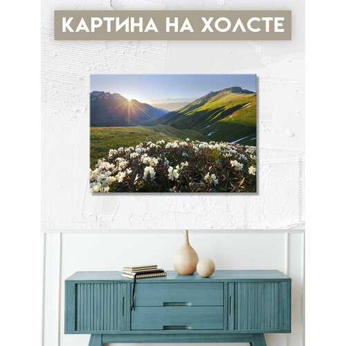 Картина на холсте для интерьера - Кавказ, горы Кавказа, красивый вид пейзаж (8) 30х40 см