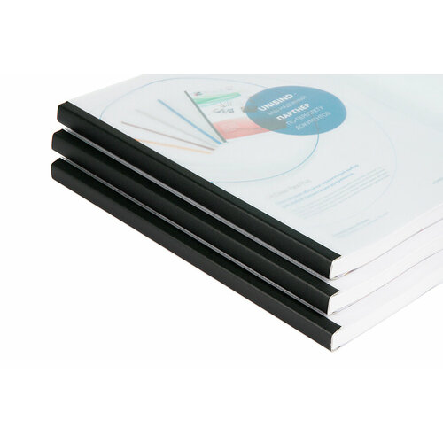 Пластиковая термообложка, А3 альбом, размер 160, черный корешок, набор (корешок + прозрачный пластик), Unibind (50 шт/упак)
