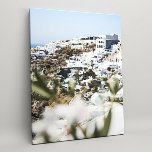 Картина на холсте (интерьерный постер) "Белый город Санторини" архитектура, с деревянным подрамником, размер 30х40 см