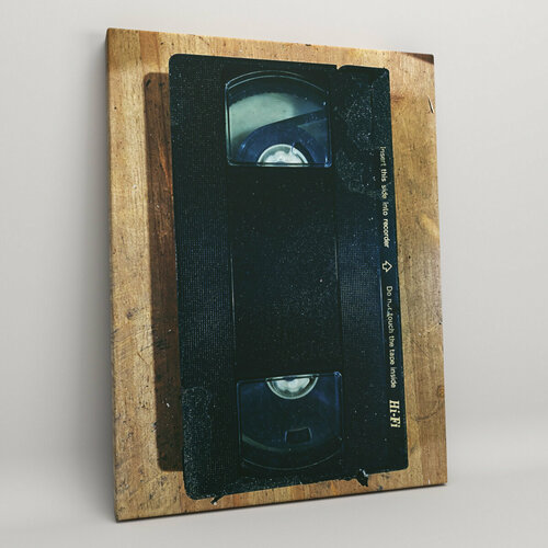 Картина на холсте (интерьерный постер) "VHS - кассета" видео, с деревянным подрамником, размер 30x40 см