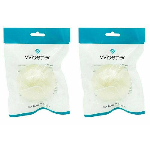 Спонж для лица Vvbetter, Konjac Sponge, конжаковый, 2 уп