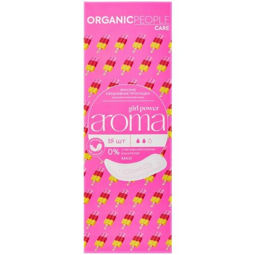 Прокладки Organic People Girl Power ежедневные ароматизированные Aroma Maxi 18шт х2шт