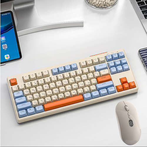 Комплект мышь клавиатура беспроводная русская Wolf M87 Bluetooth+2.4Ghz + мышка Х1 USB 2.4Ghz набор для компьютера ноутбука, мембранная mouse keyboard