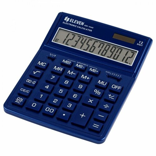Калькулятор настольный Eleven SDC-444X-NV (12-разрядный) двойное питание, темно-синий (SDC-444X-NV)