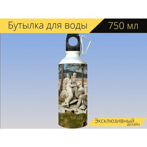 Бутылка фляга для воды "Дворец, сад, скульптуры" 750 мл. с карабином и принтом