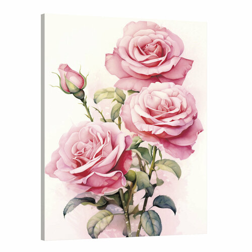 Интерьерная картина 50х70 "Розы в сиянии"