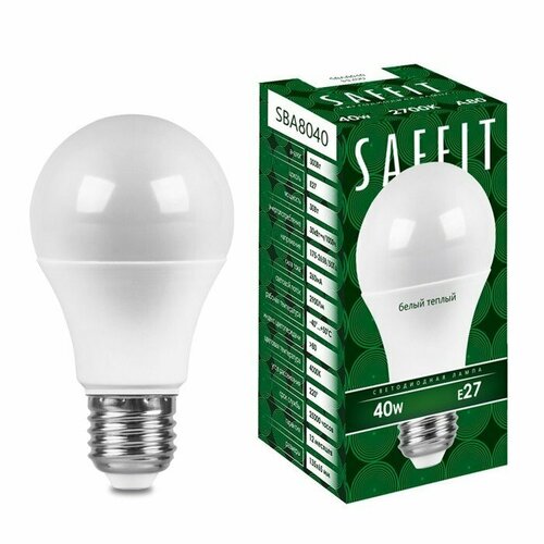 Лампа светодиодная SAFFIT, 40W 230V E27 2700K A80, SBA8040 (комплект из 4 шт)