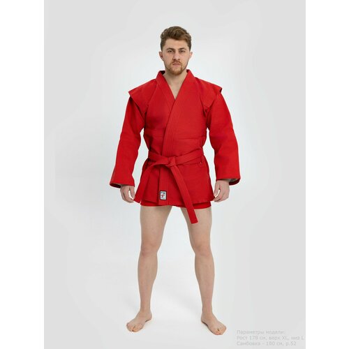 Куртка для самбо РЭЙ-СПОРТ, размер 34, красный